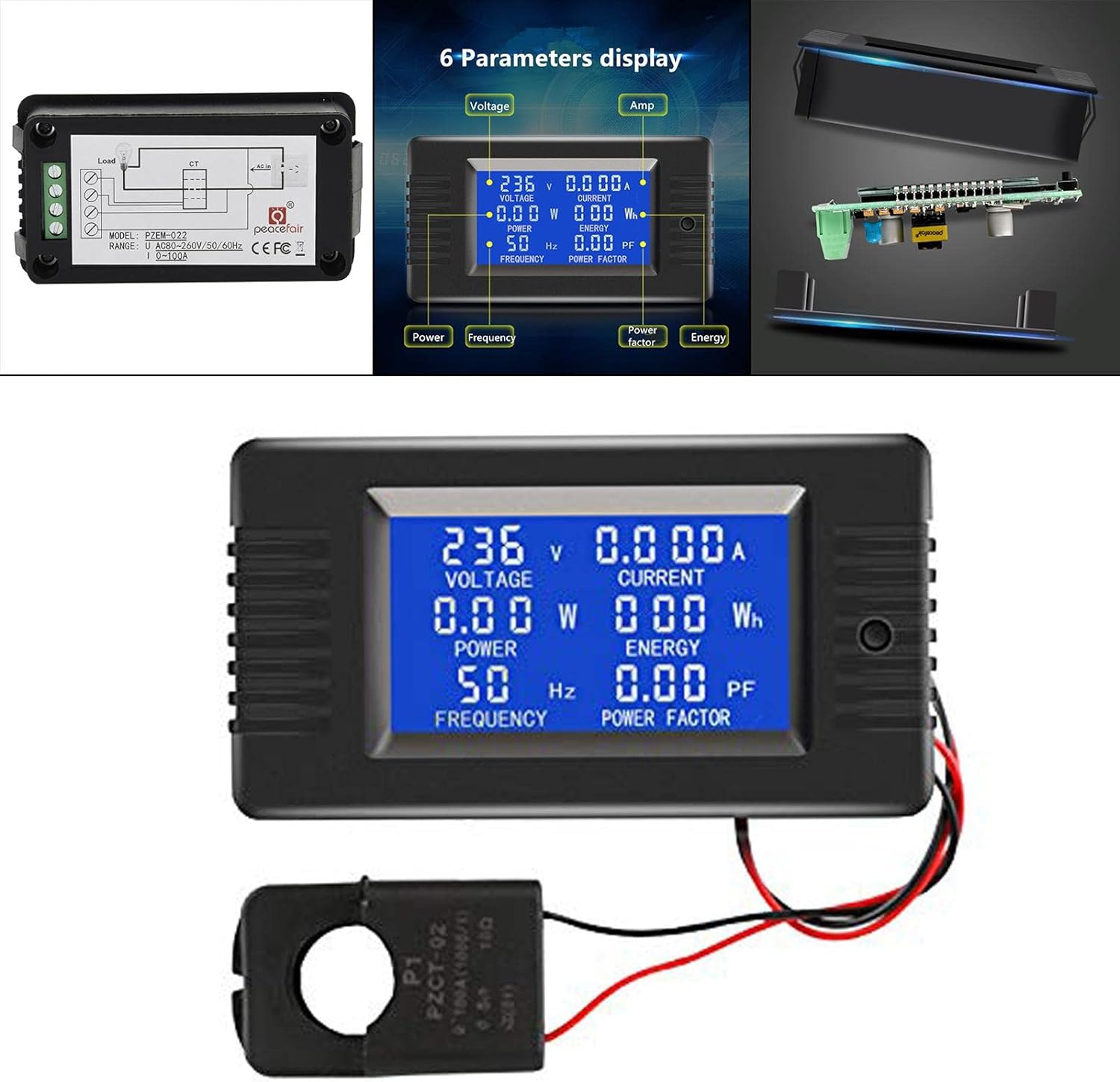 PZEM-022 100A, PZEM-022 100A. Voltímetro Digital 6 en 1 AC 100A ...